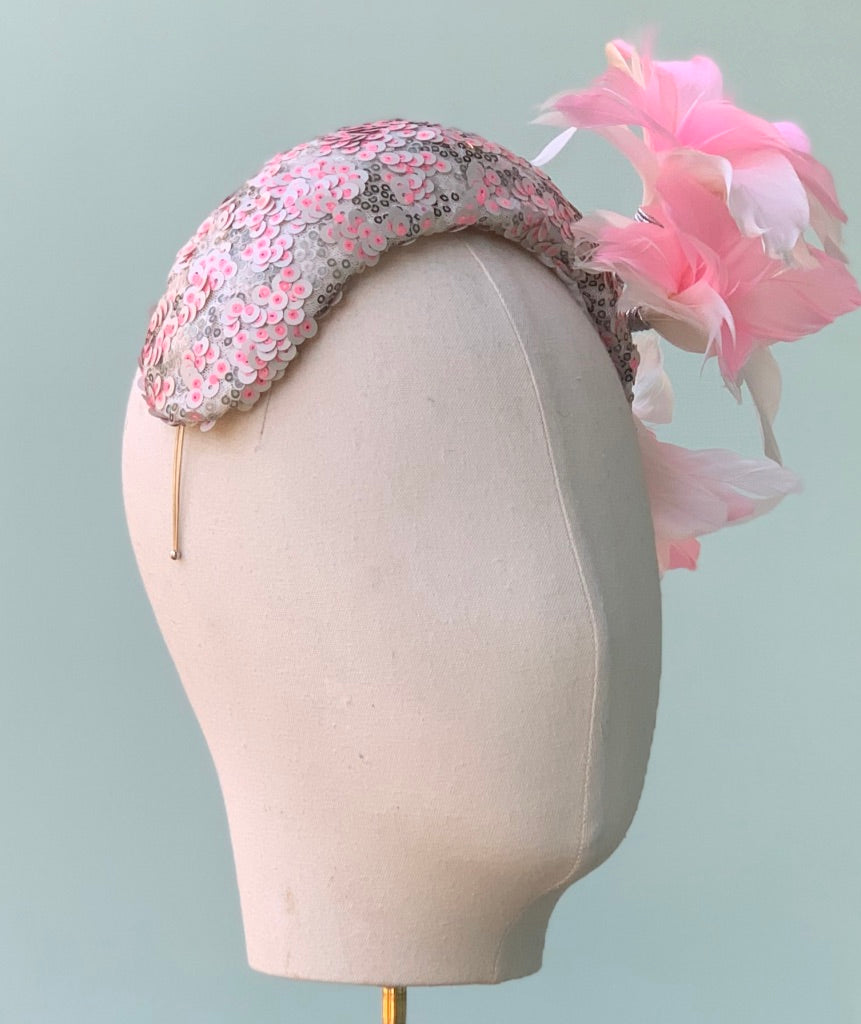 Midge Fascinator in Pink Sequin – The House of MacGregor